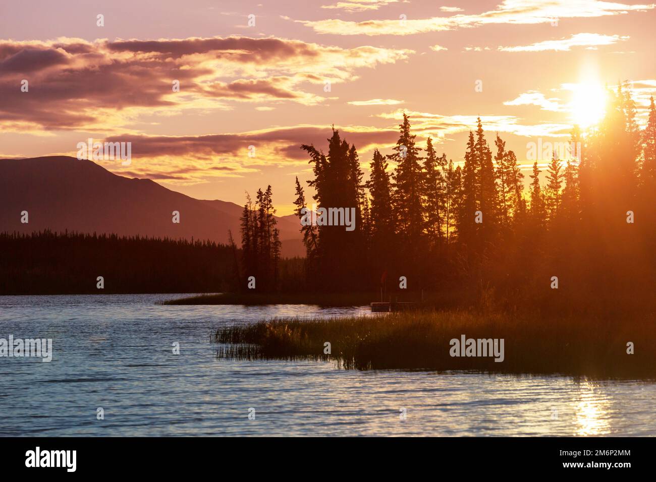 Lake on sunset Stock Photo - Alamy