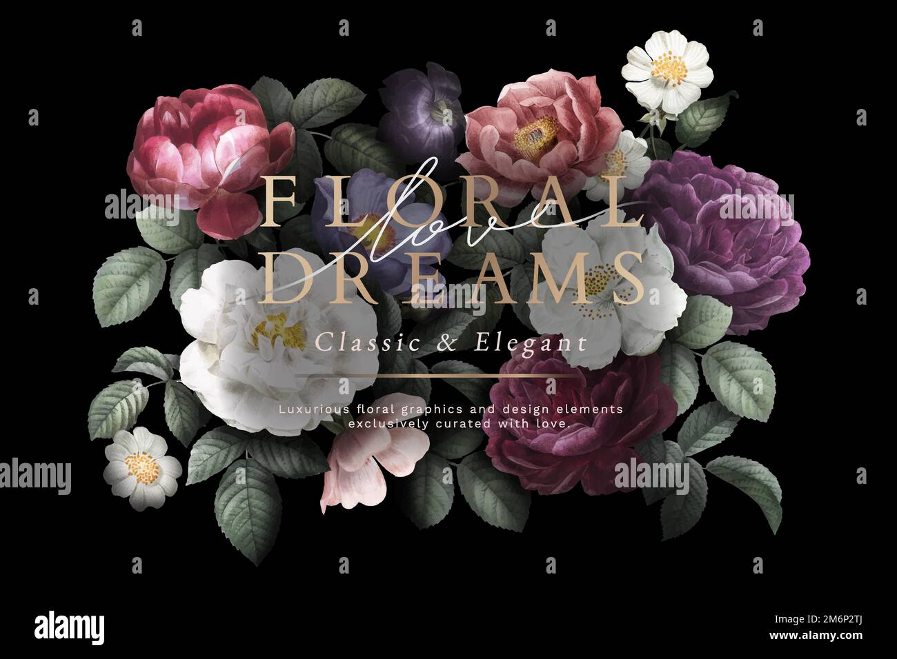 Rose and floral dreams themed background vector Stock Vector Image ...