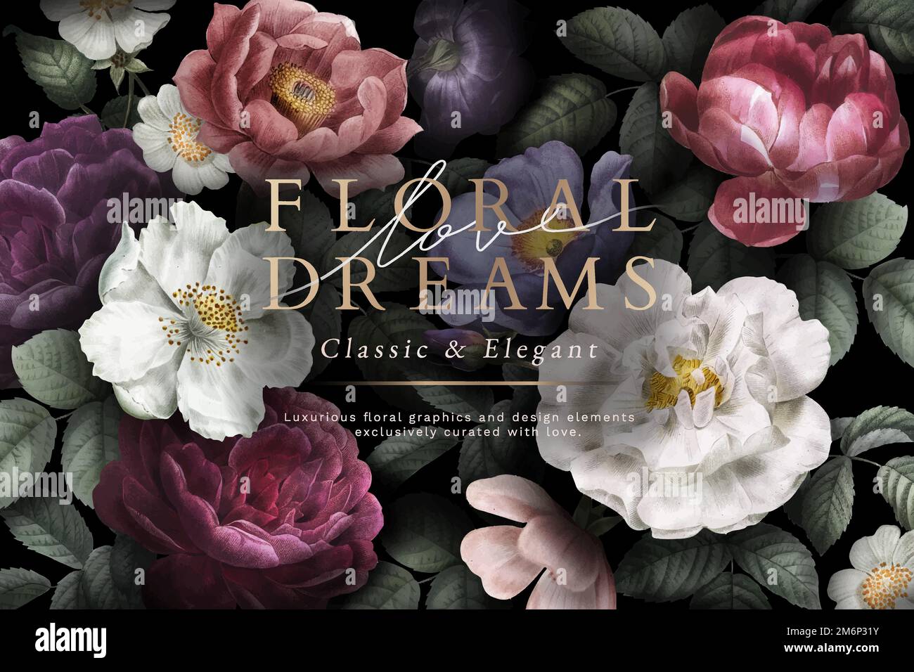 Rose and floral dreams themed background vector Stock Vector Image ...