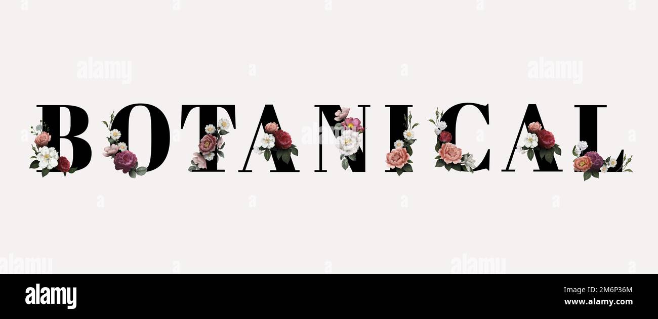 Elegant floral font with the word botanical vector Stock Vector Image ...