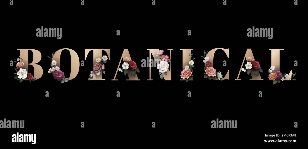 Elegant floral font with the word botanical vector Stock Vector Image ...