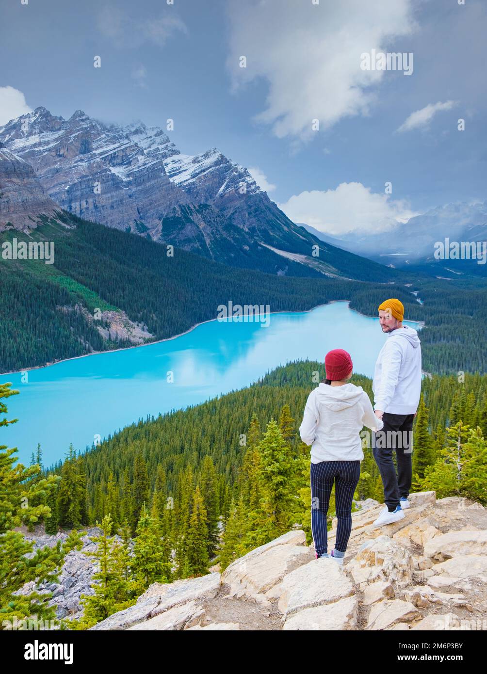 Lake Peyto in Banff National Park, Canada. Mountain Lake as a fox head ...