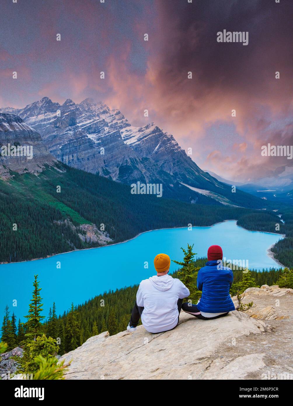 Lake Peyto in Banff National Park, Canada. Mountain Lake as a fox head ...