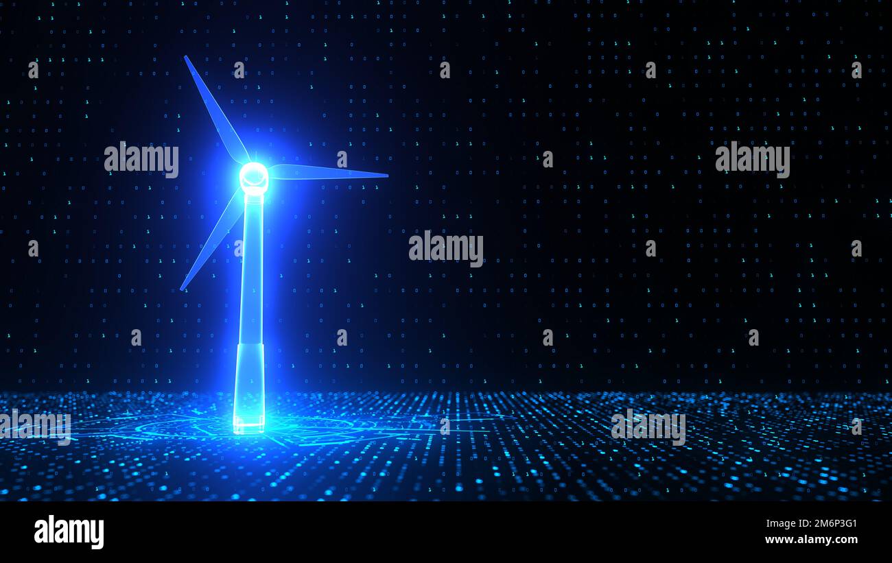 Digital Wind Turbine Hologram Stock Photo - Alamy