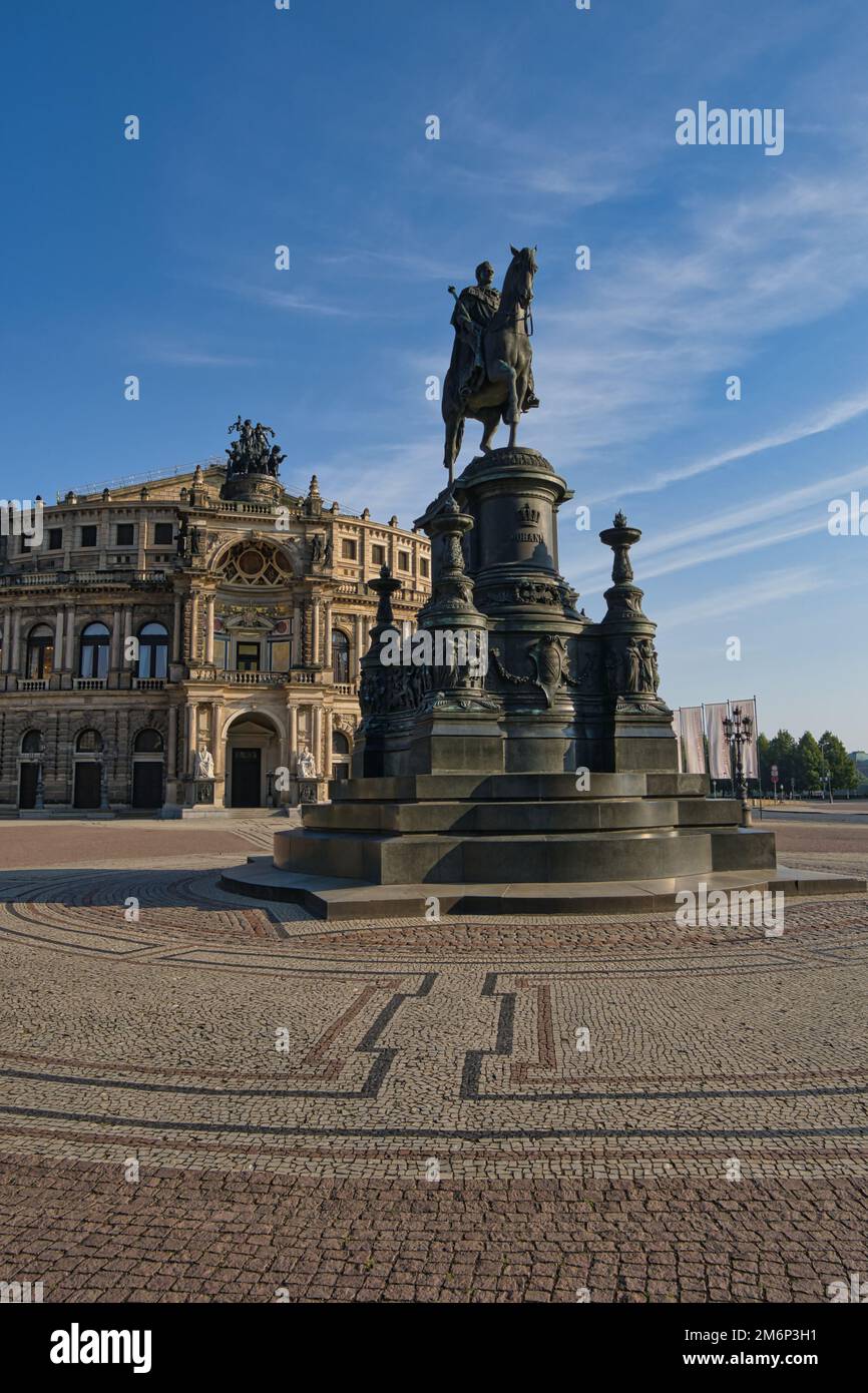 semper opera and monument to king john of saxony, dresden, germany ...