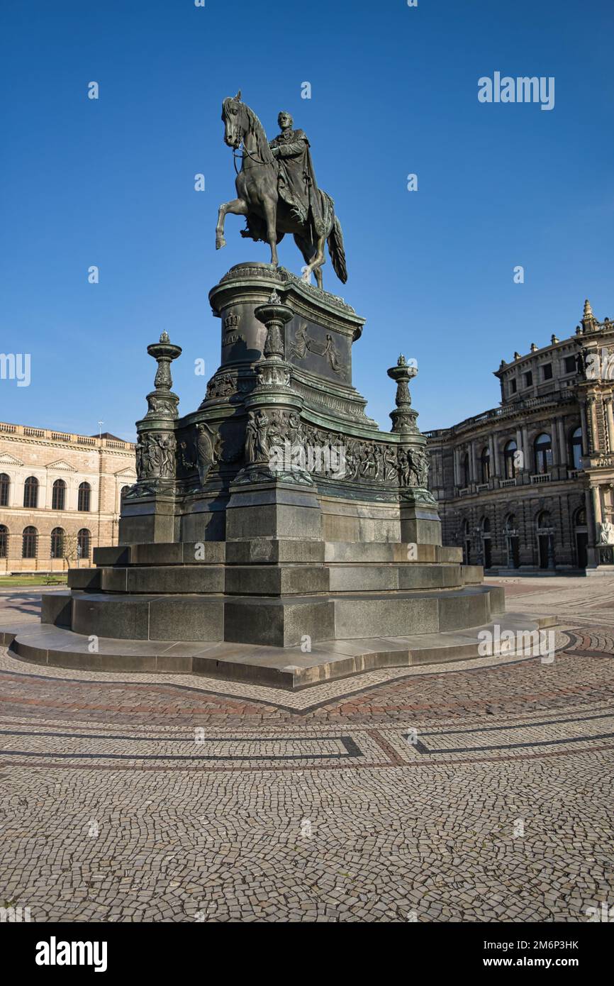 semper opera and monument to king john of saxony, dresden, germany ...