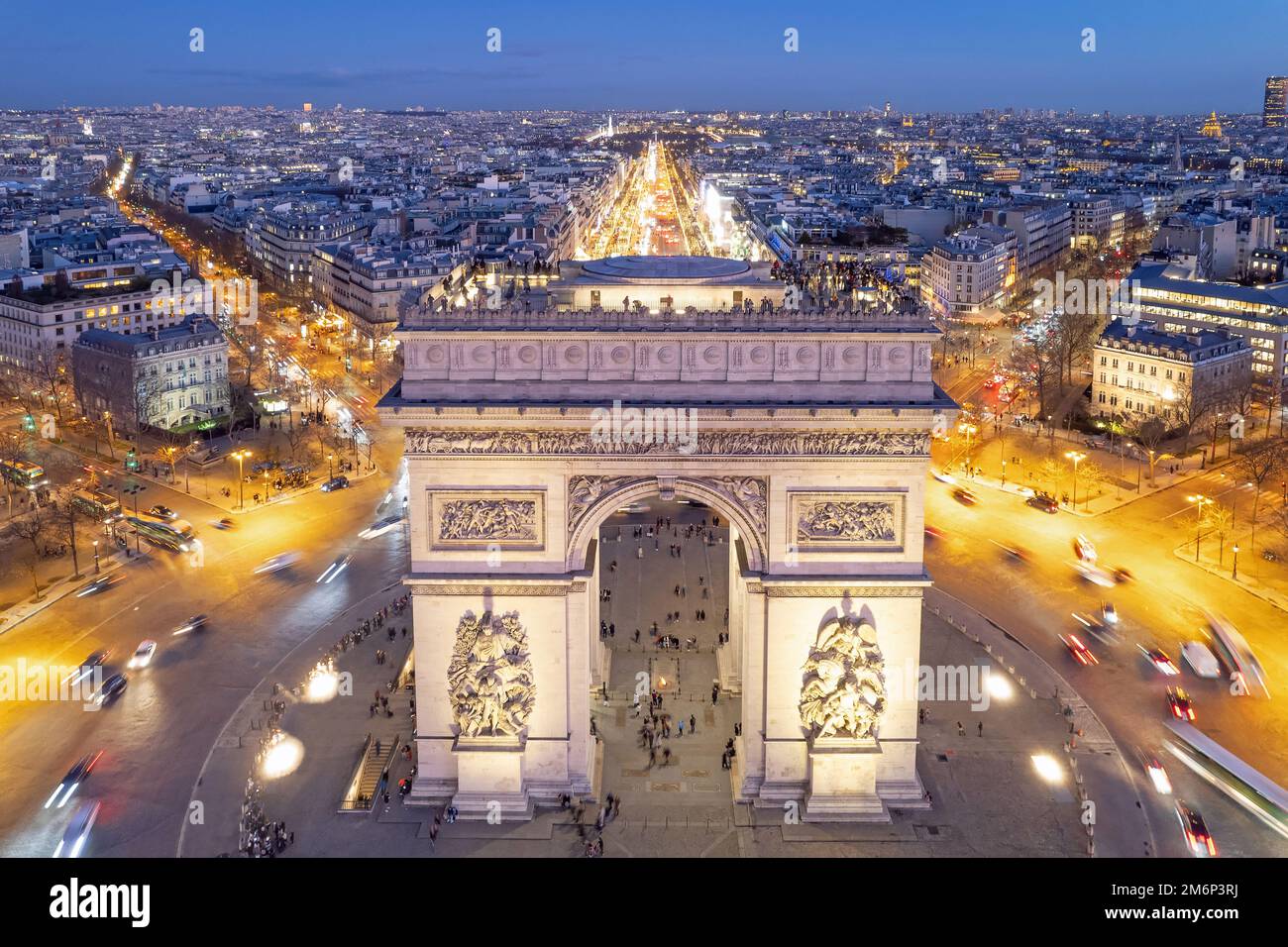 France, Paris, the avenue des Champs Elysees, the Arc de Triomphe ...