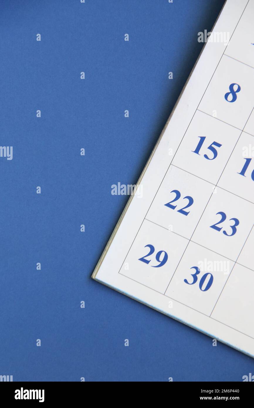 Calendar page with date. Calendar sheet Stock Photo - Alamy