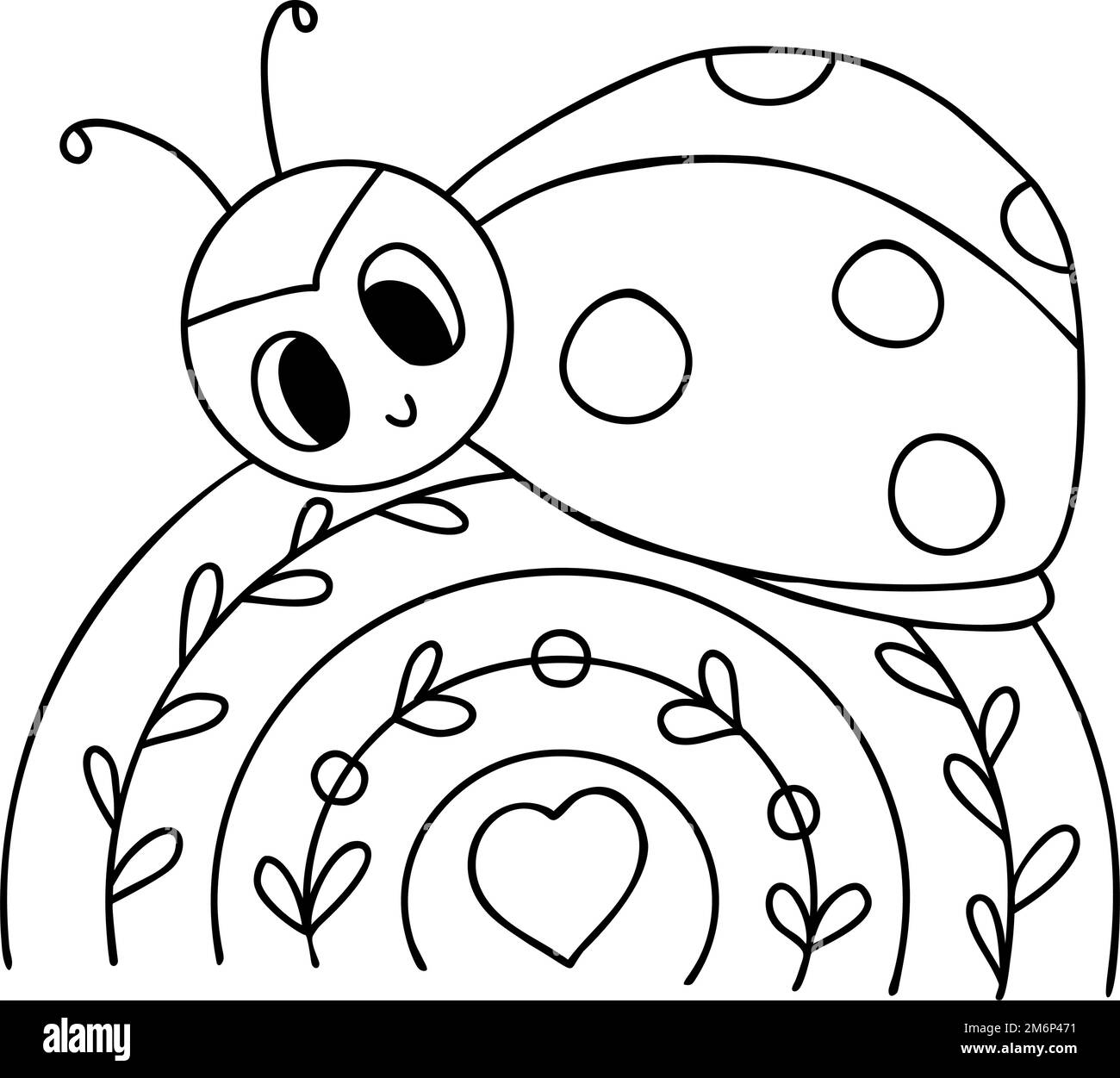 Cute ladybug. Funny small insect on rainbow. Vector illustration ...