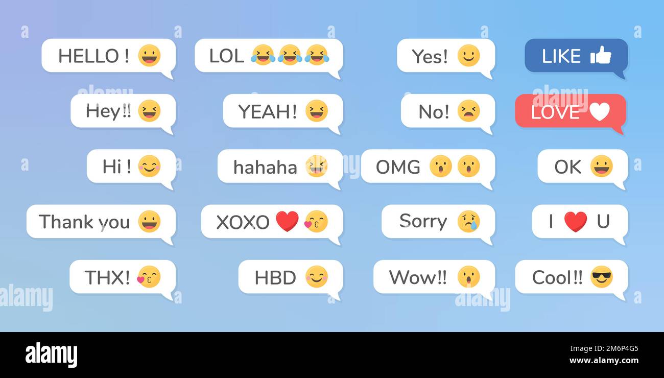 Social media emoji in speech bubbles vector set Stock Vector Image ...