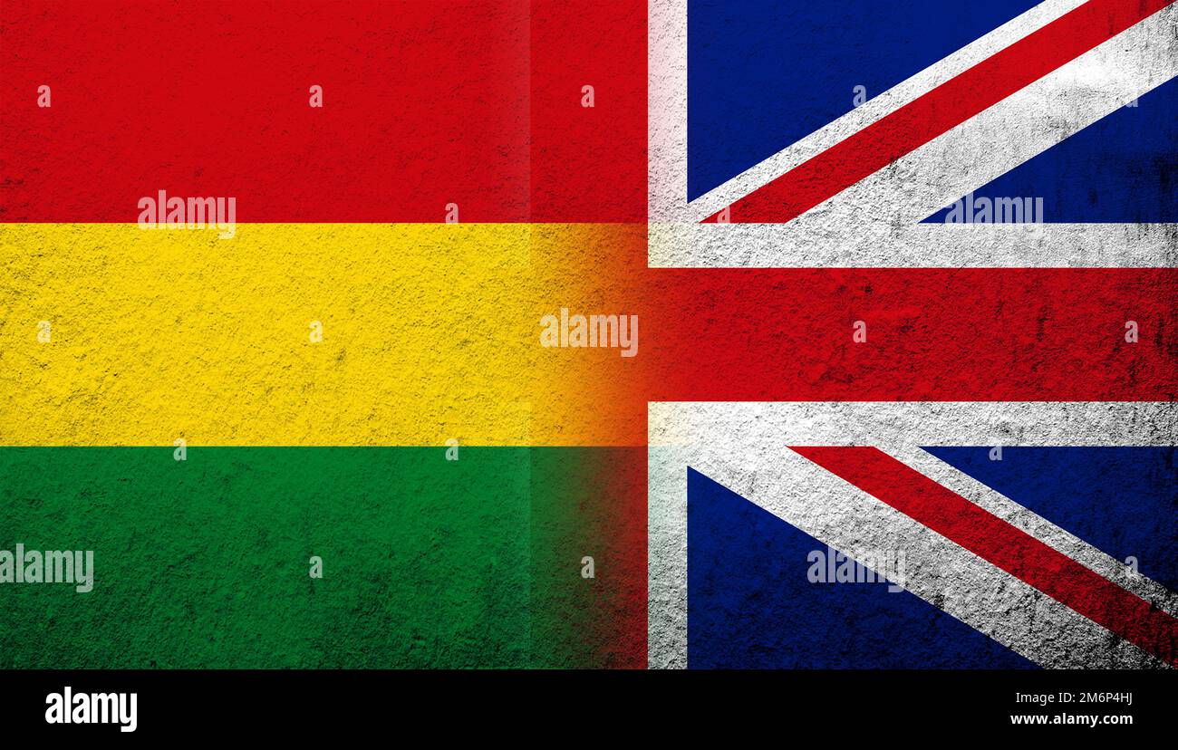 National flag of United Kingdom (Great Britain) Union Jack with Bolivia ...