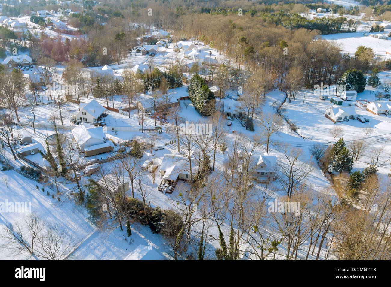 American small town in South Carolina after an amazing snowfall see ...