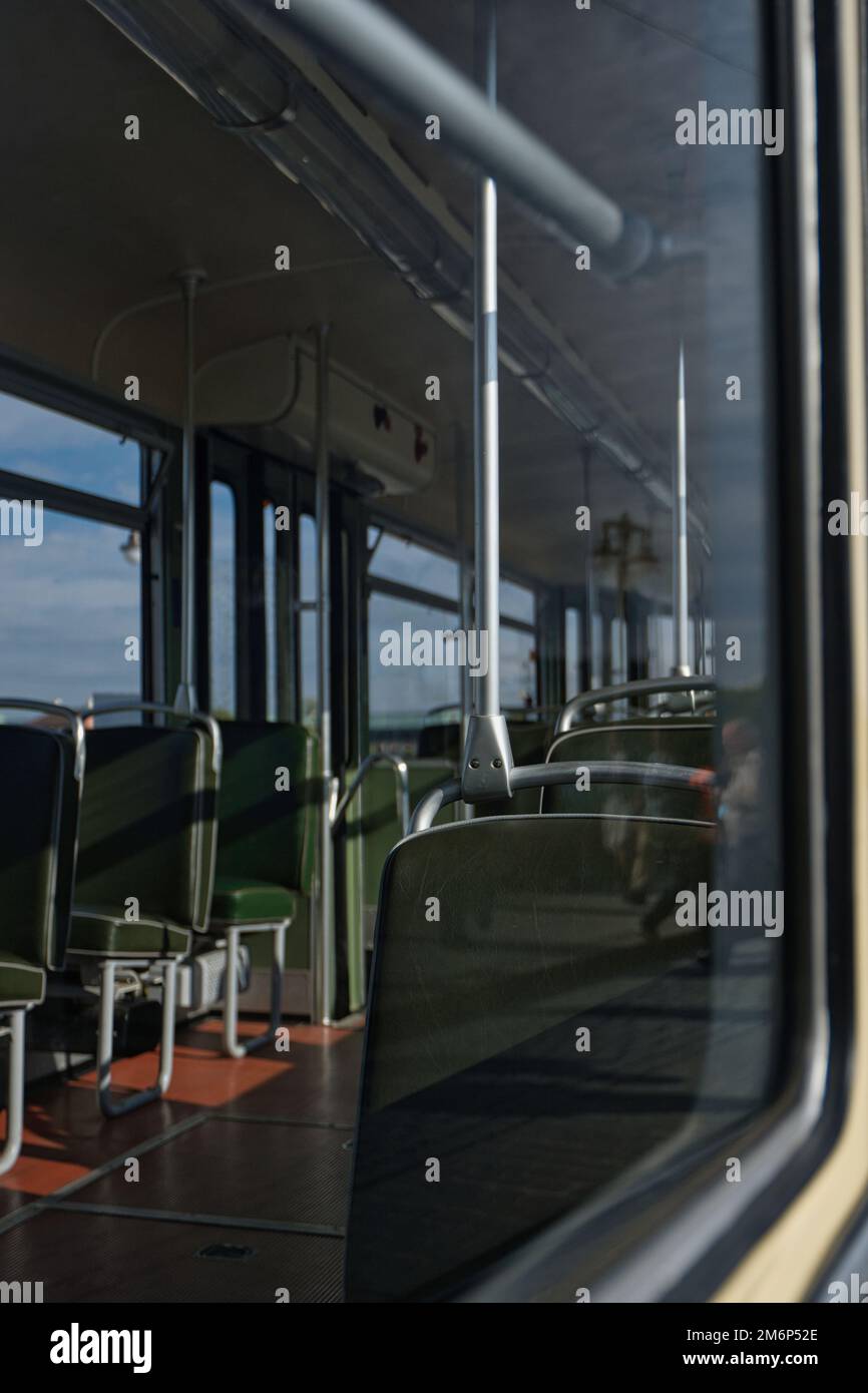 interior old streetcar dresden german Stock Photo - Alamy