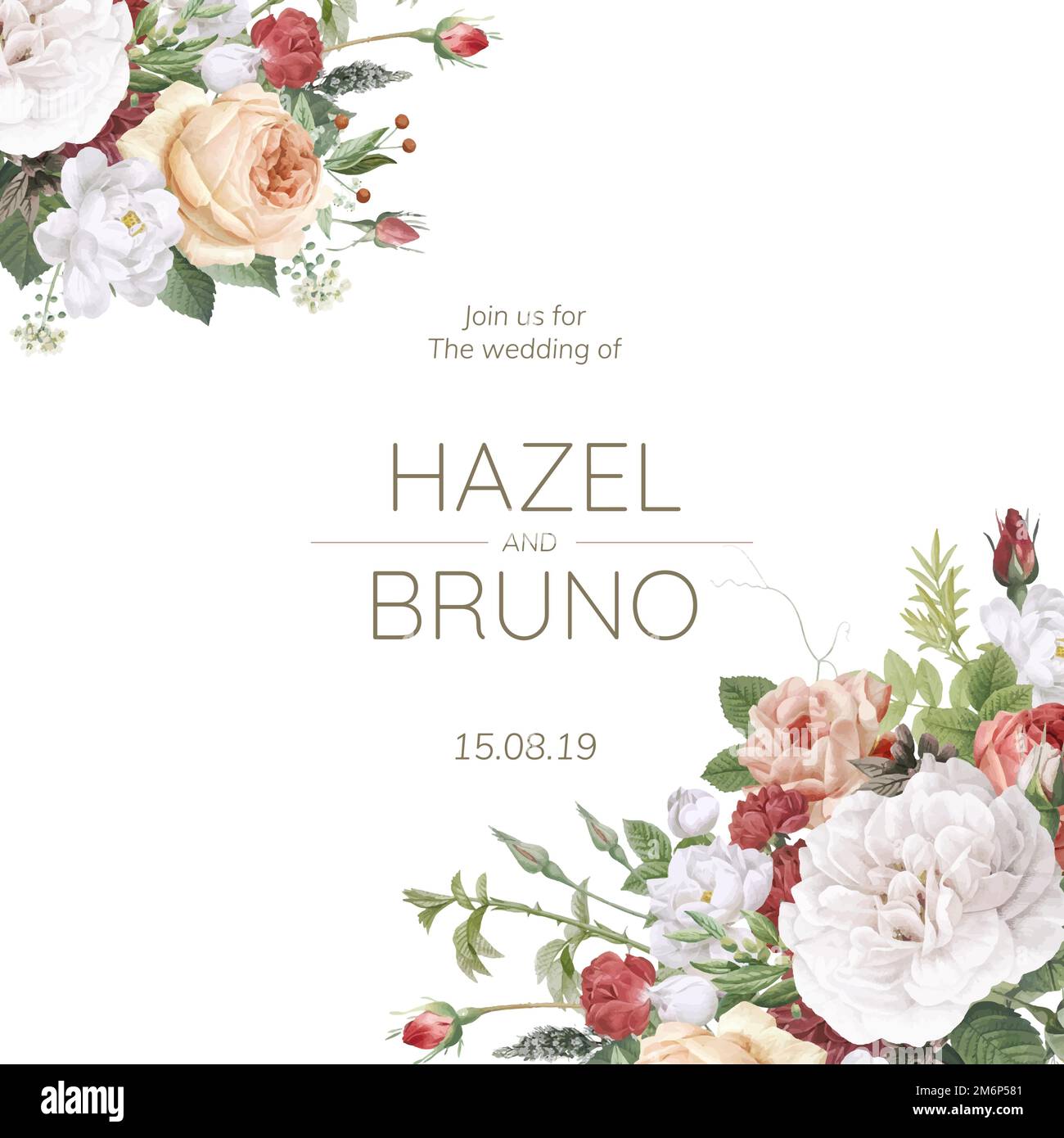 Floral wedding invitation mockup vector Stock Vector Image & Art - Alamy