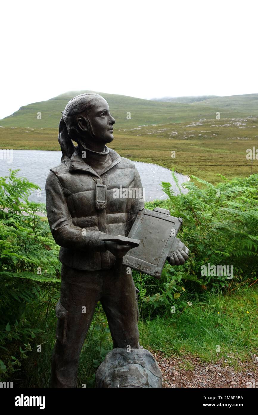 Bronze Statue of a Young Female Geologist at by the Footpath at Knockan ...