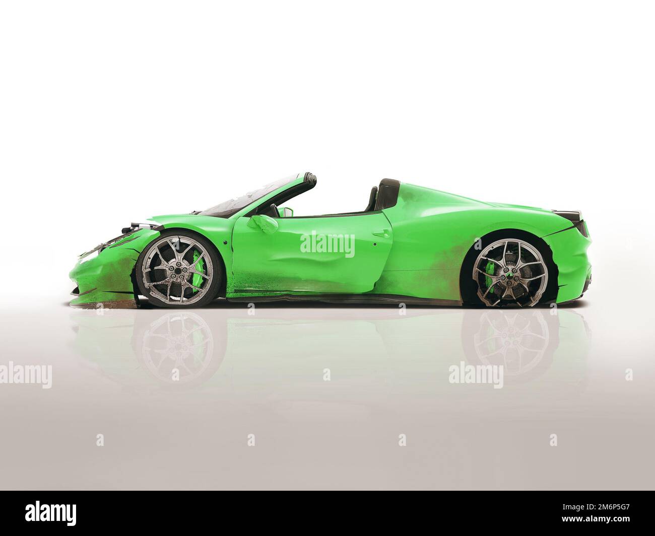 Broken car on white isolated, wreck sportcar, accident Stock Photo - Alamy