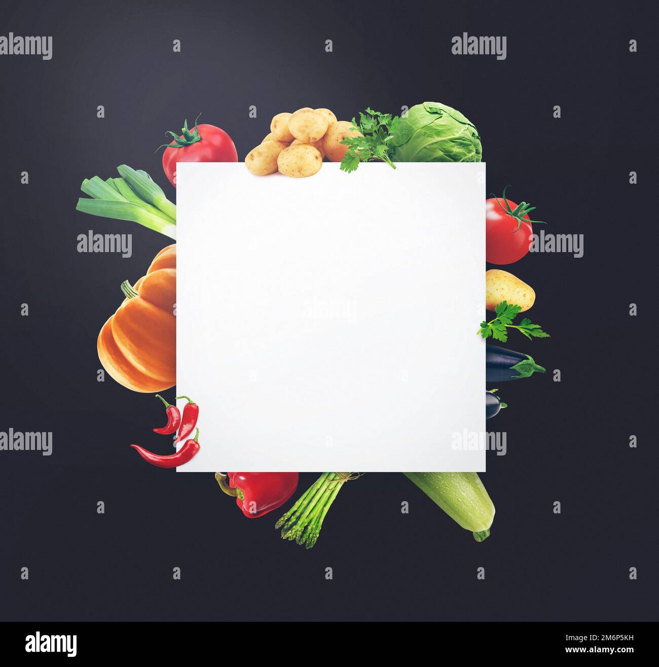 Organic fresh food background and white paper. Food illustration ...