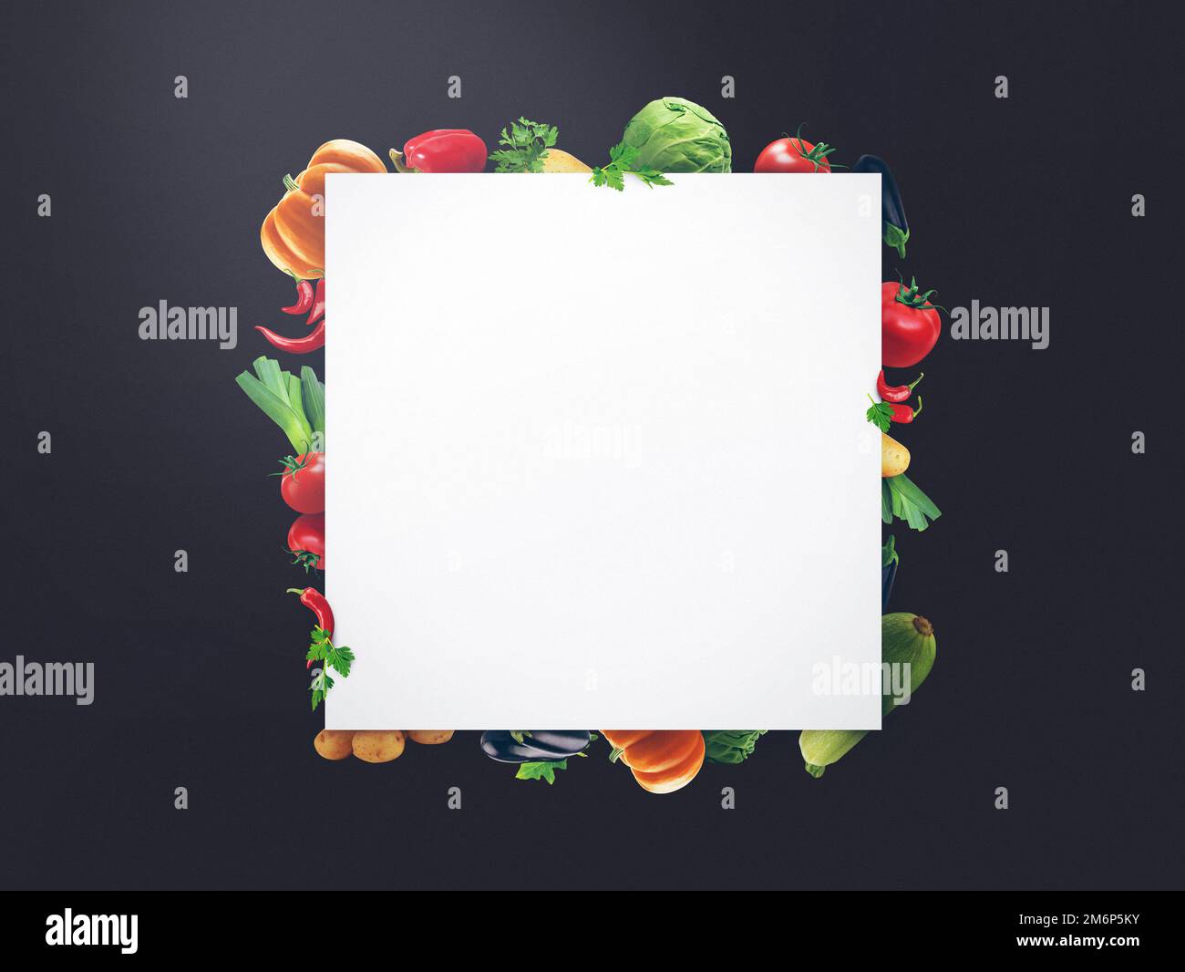 Organic fresh food background and white paper. Food illustration ...