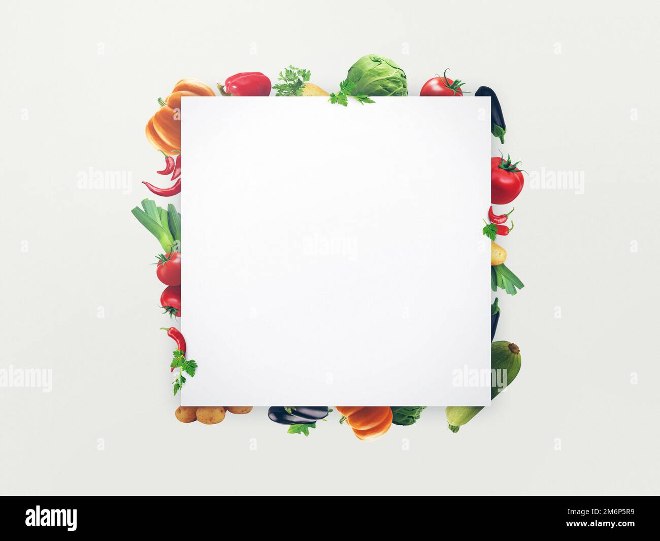 Organic fresh food background and white paper. Food illustration ...