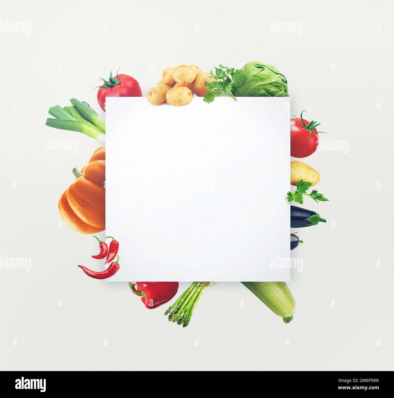 Organic fresh food background and white paper. Food illustration ...