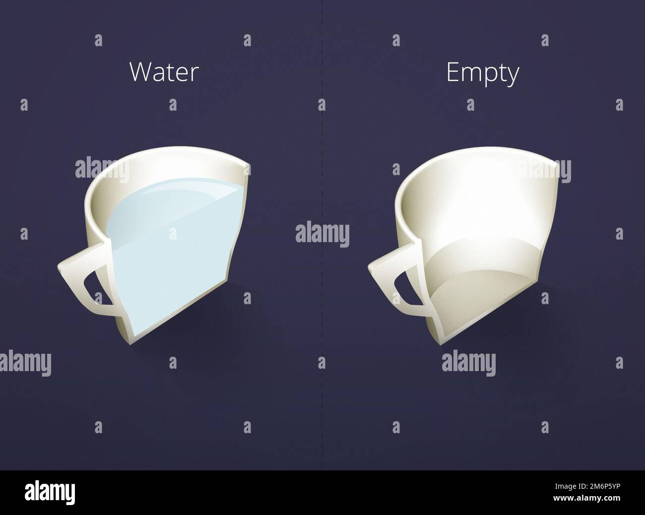 Illustration of isometric cups of coffee in a cut. Water, Empty cup ...