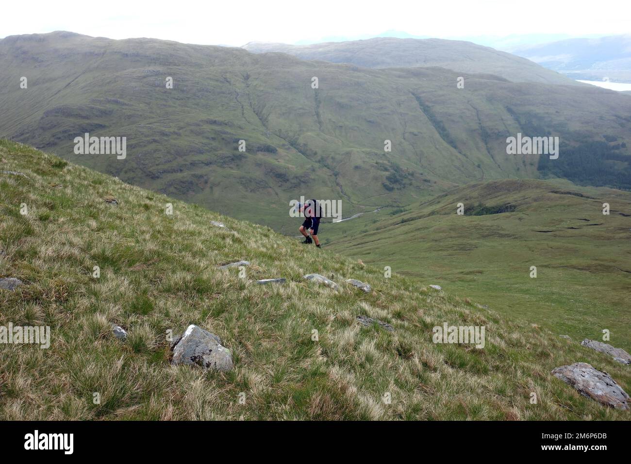 Man Walking up 'Meall an Uillt Chaoil' to the Scottish Mountain Corbett ...