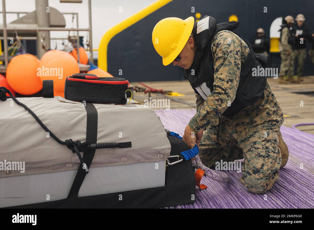 U.S. Marine Corps Zachery Leshin, a bulk fuel specialist with Bulk Fuel ...