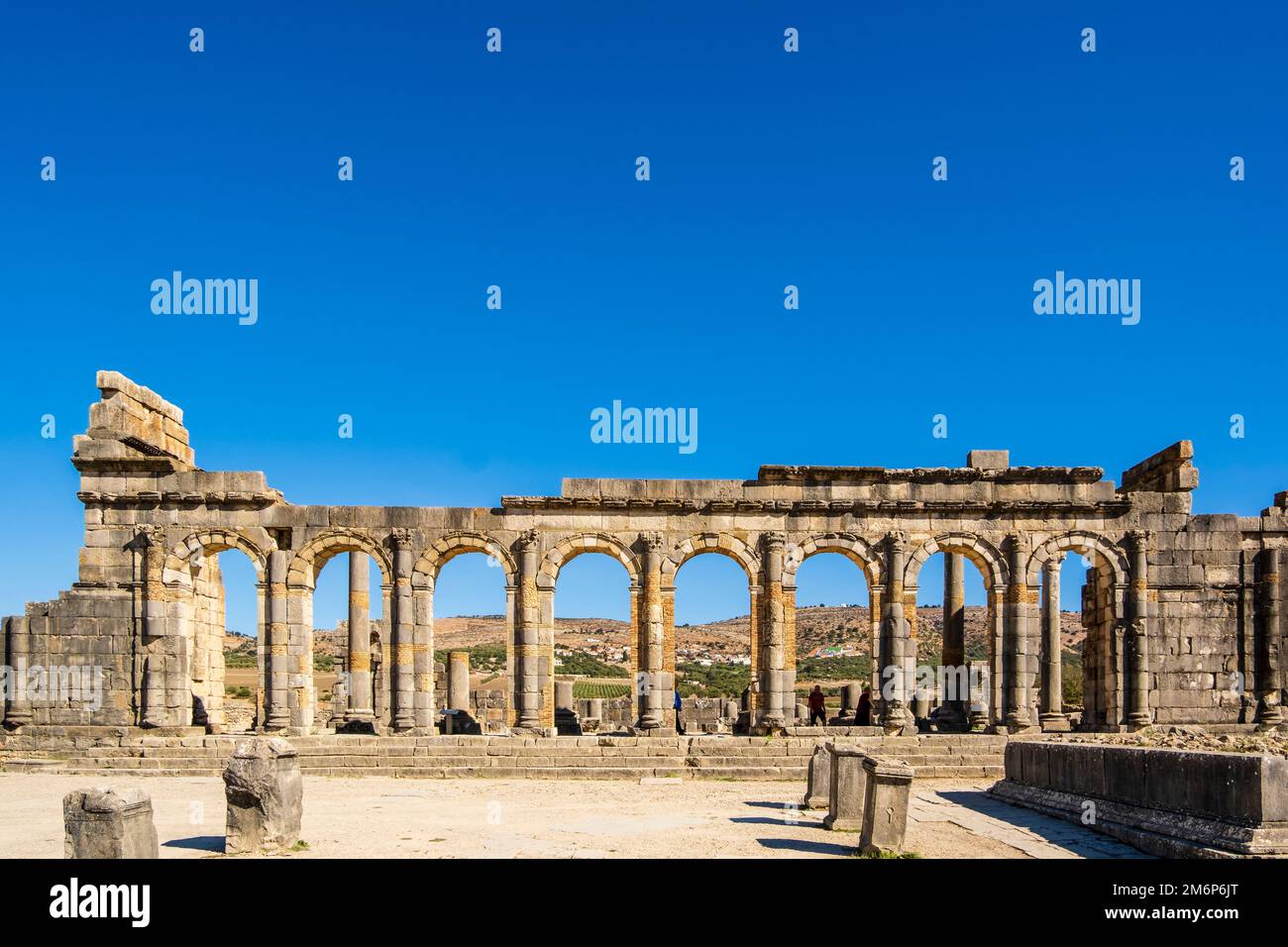 Well-preserved roman ruins in Volubilis, Fez Meknes area, Morocco ...