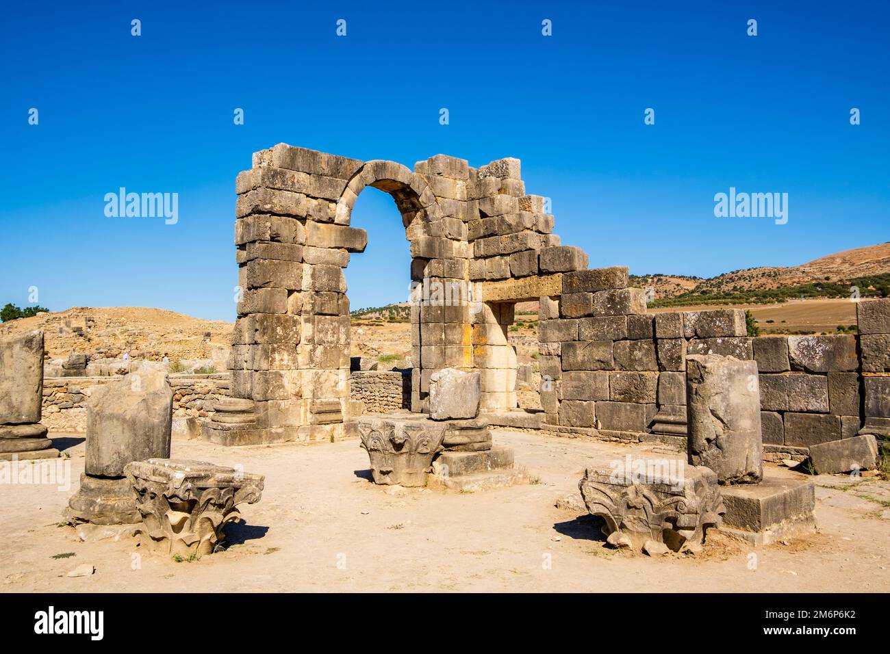 Well-preserved roman ruins in Volubilis, Fez Meknes area, Morocco ...
