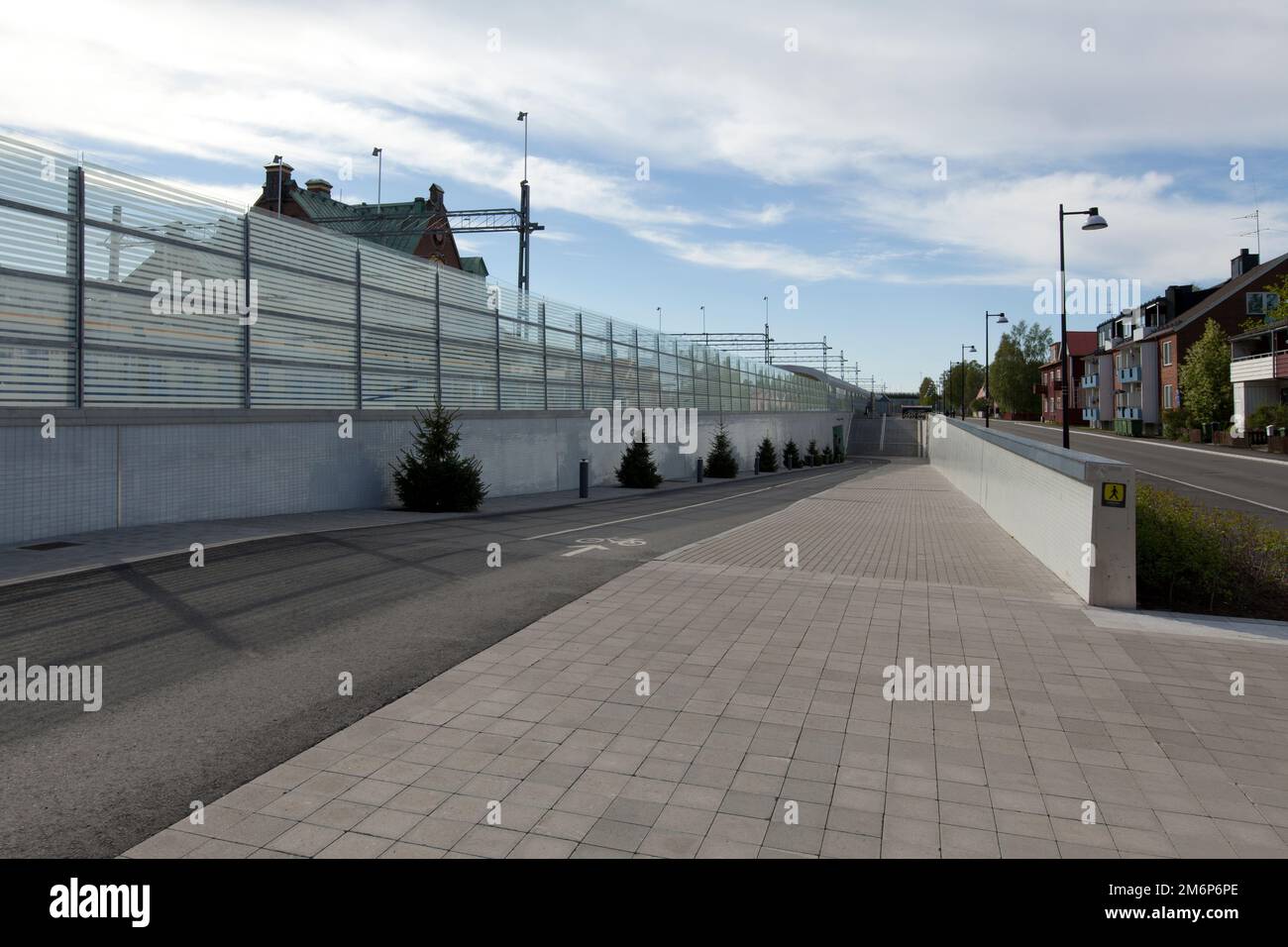Entry to a Railway Station through a tunnel in Umeå City. Walkway and ...