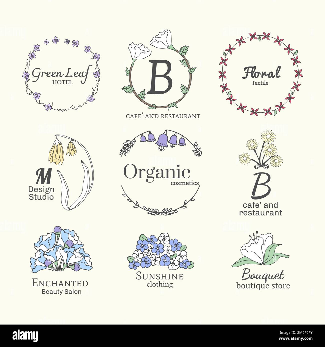 Floral feminine logo design set vector Stock Vector Image & Art - Alamy