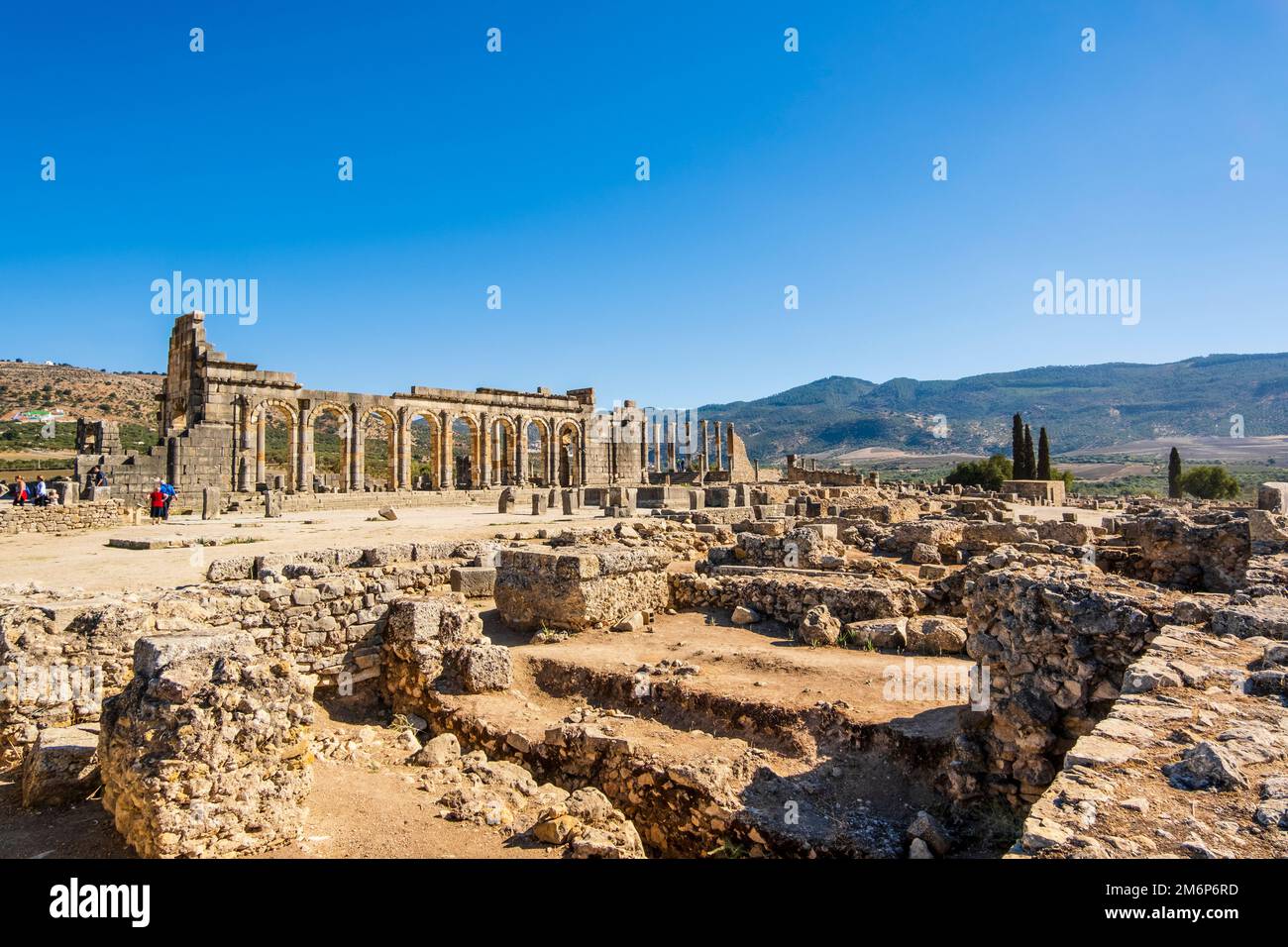 Well-preserved roman ruins in Volubilis, Fez Meknes area, Morocco ...