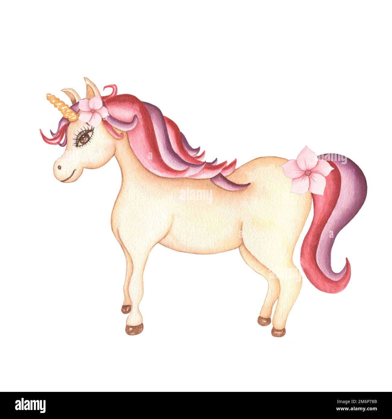 Watercolor hand drawn unicorn horse, pony animal illustration , fairy ...