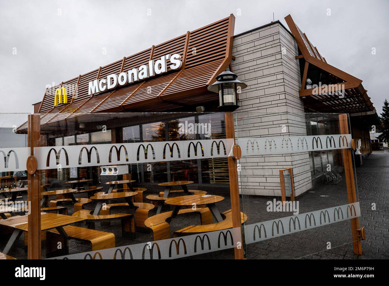 A McDonald's sign is seen on a building of a McDonald's restaurant ...