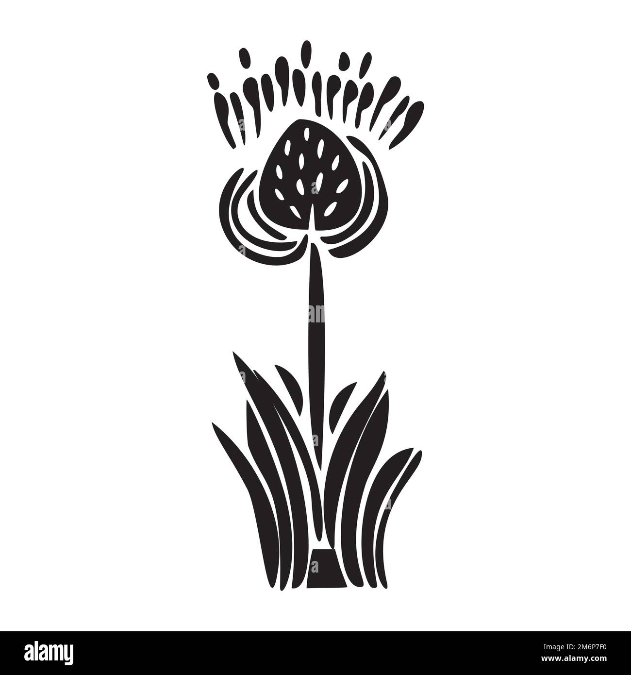 Floral scandi cute flower illustration. Vector low brow simple hand ...