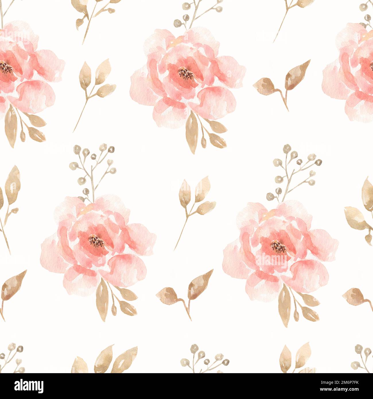 Watercolor Seamless flower bouquets pattern. Beautiful pattern for ...
