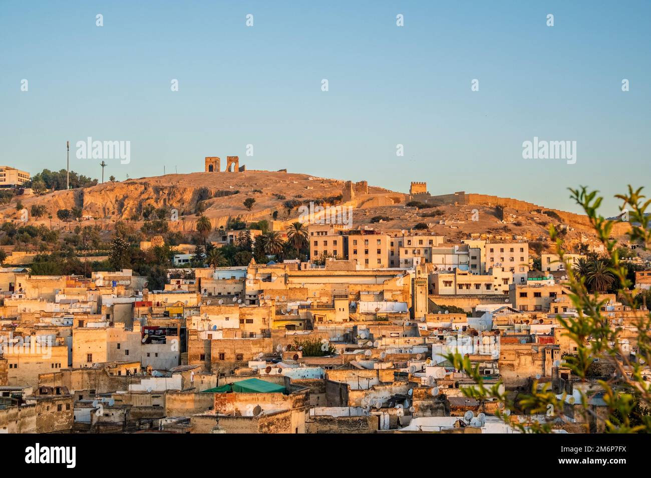 Beautiful cityscape of Fez taken from rooftop terrace in the heart of ...