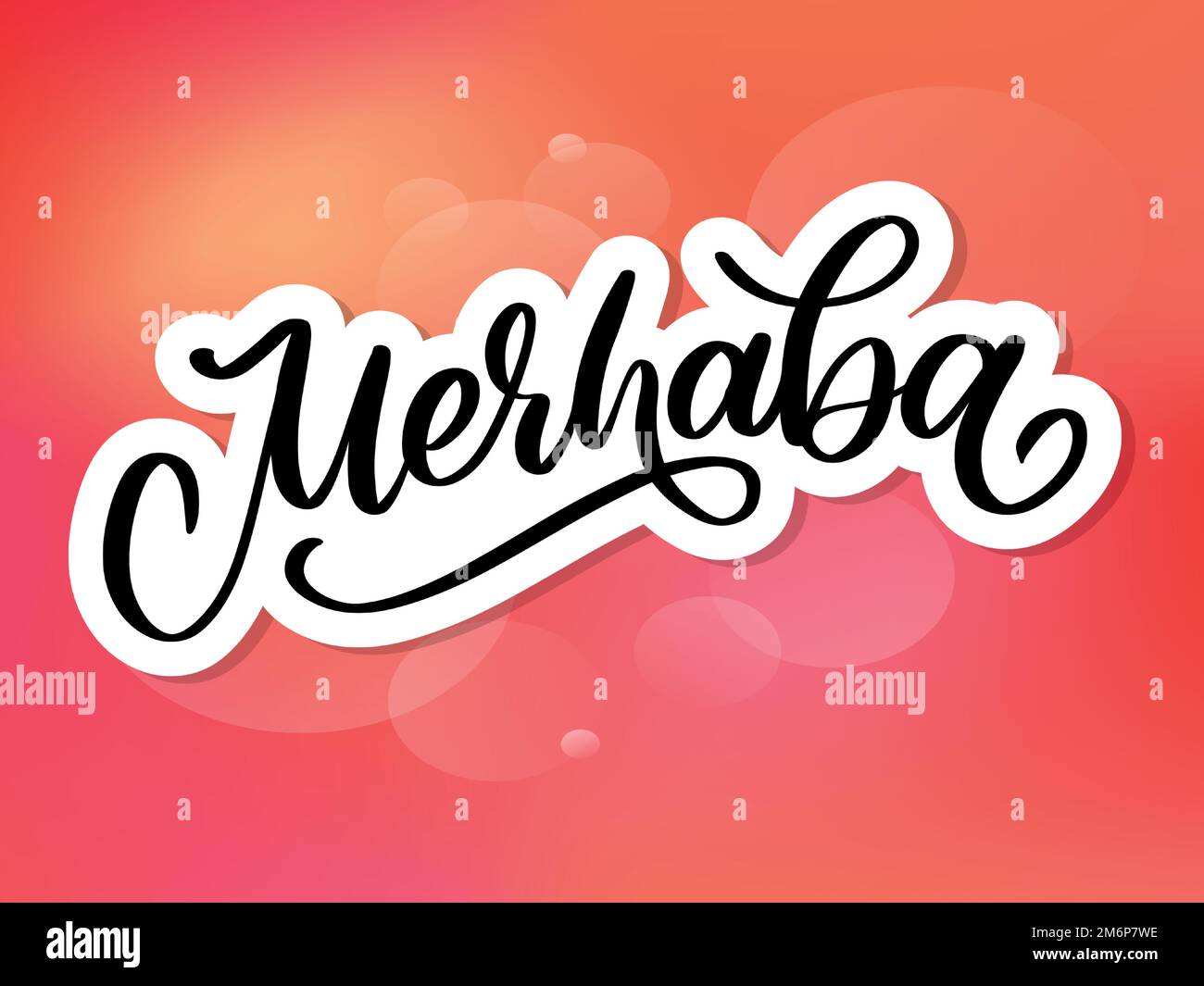 Merhaba Hand Drawn Black Vector Calligraphy Isolated on White ...