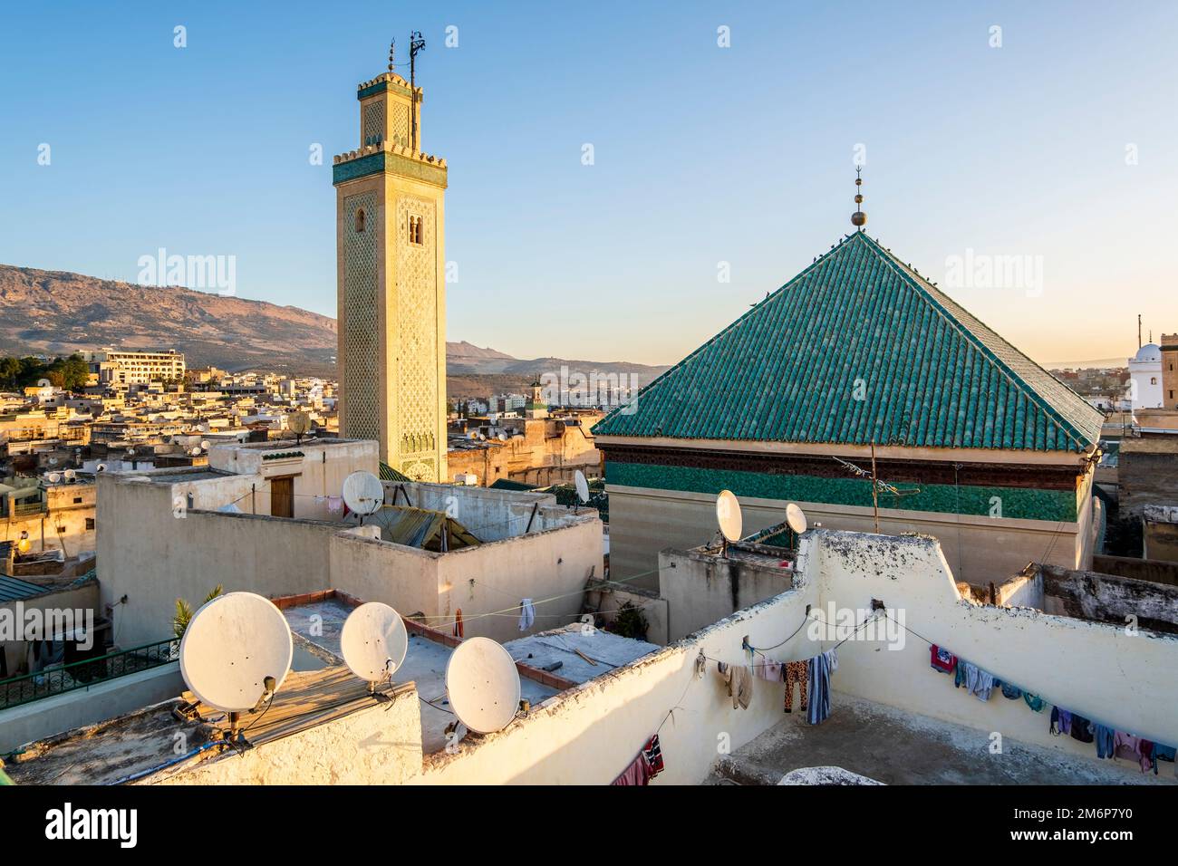 Beautiful cityscape of Fez taken from rooftop terrace in the heart of ...