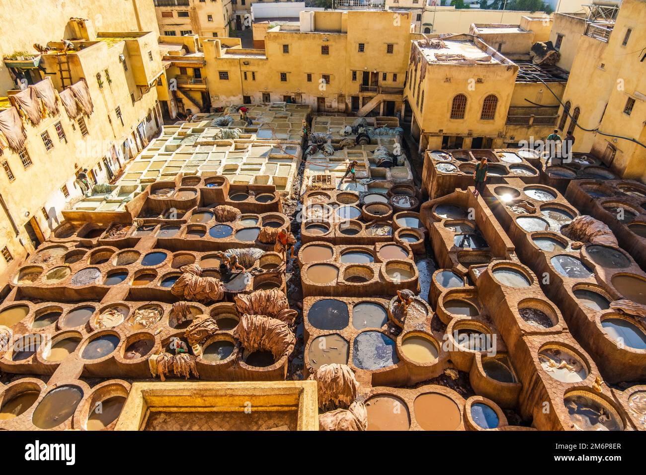 Fez, Morocco - November 7, 2022: Famous skin tannery in medina of Fes ...