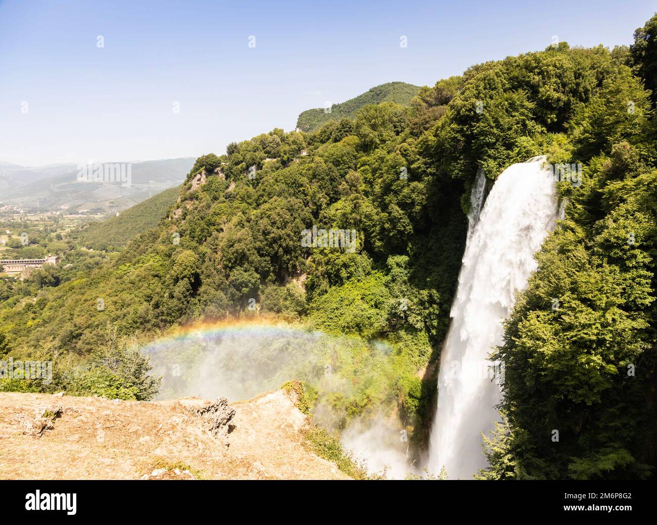 Marmore waterfall in Umbria region, Italy. Amazing cascade splashing ...