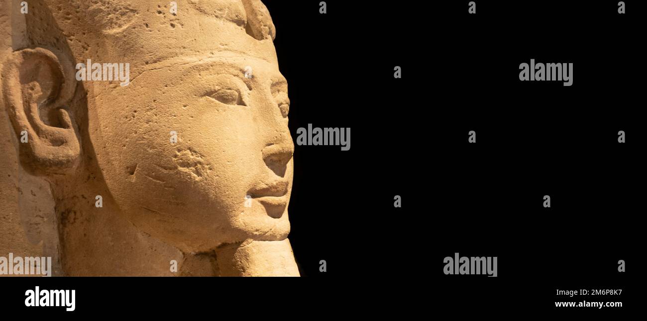 Egyptian archaeology. Ancient Sphinx in sandstone representing the ...