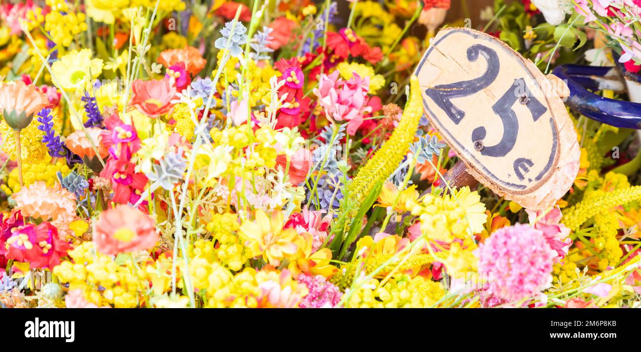 Vintage flowers market on public street - retro cottagecore style Stock ...