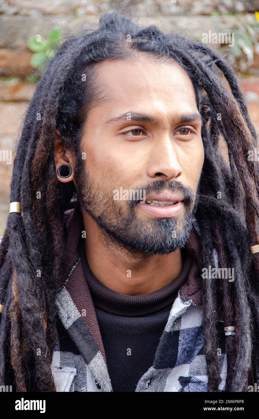 Faces of Nepa: Young Adult Man with Dreadlocksl Stock Photo - Alamy