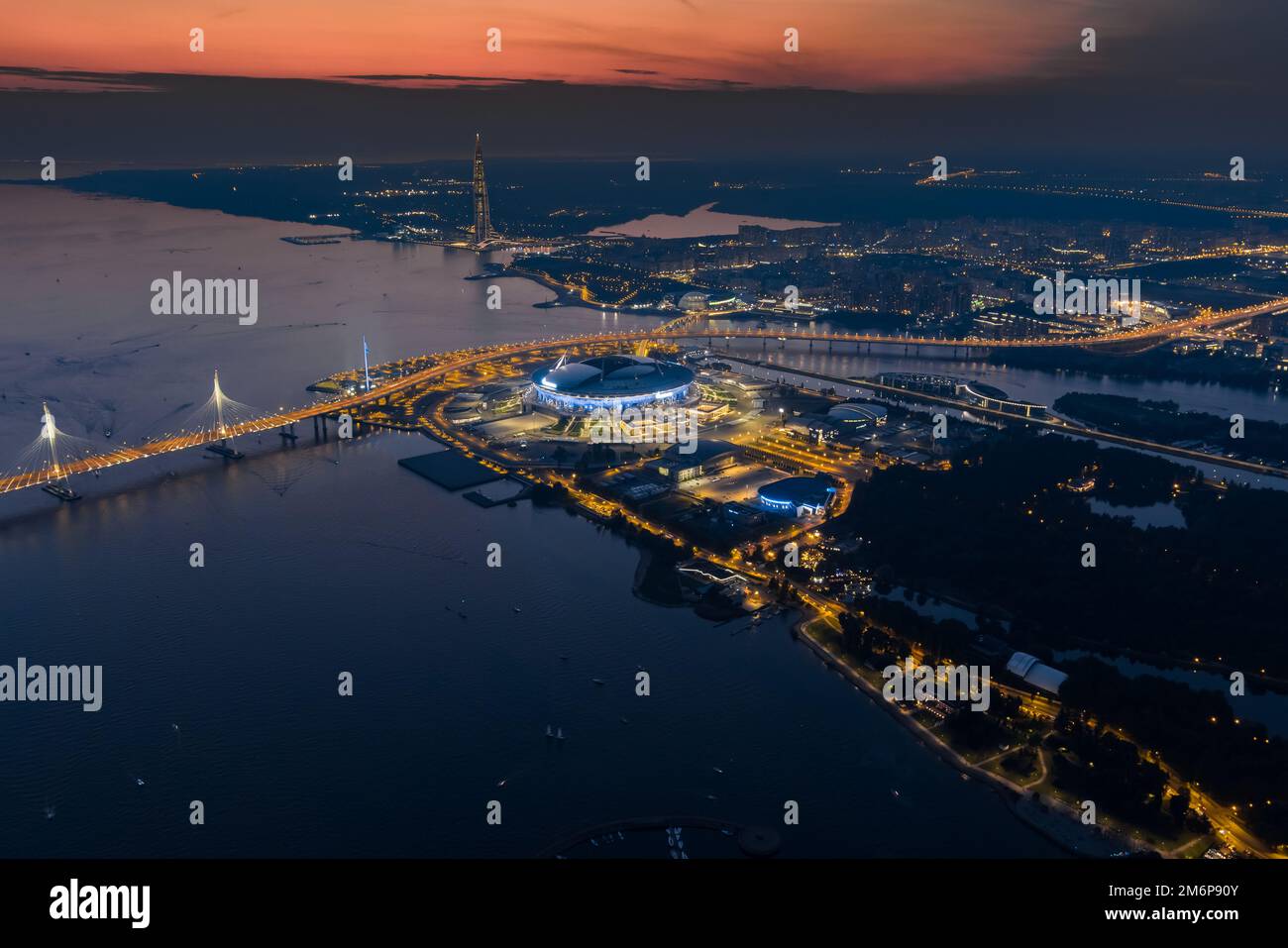 Russia, St. petersburg, 17 August 2022: A picturesque sunset over the ...