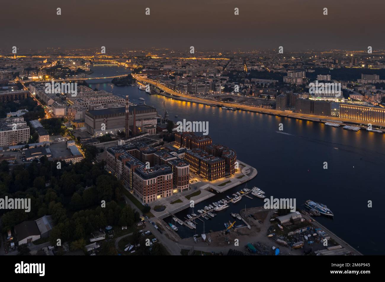 Drone over river neva saint hi-res stock photography and images - Alamy
