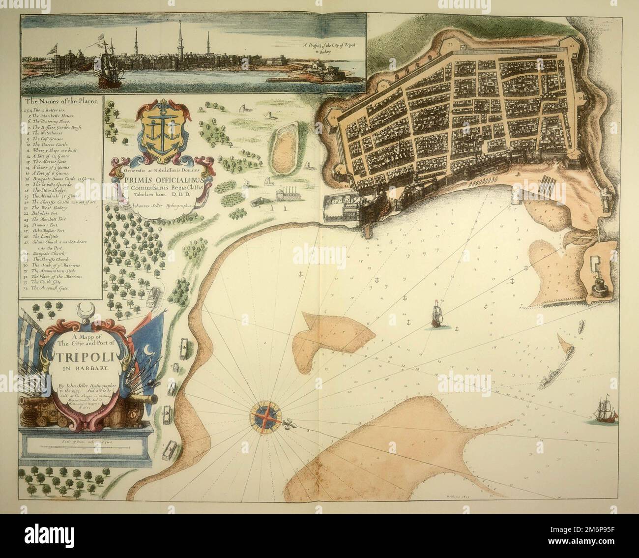 Tripoli, 1675, map by John Seller Stock Photo - Alamy