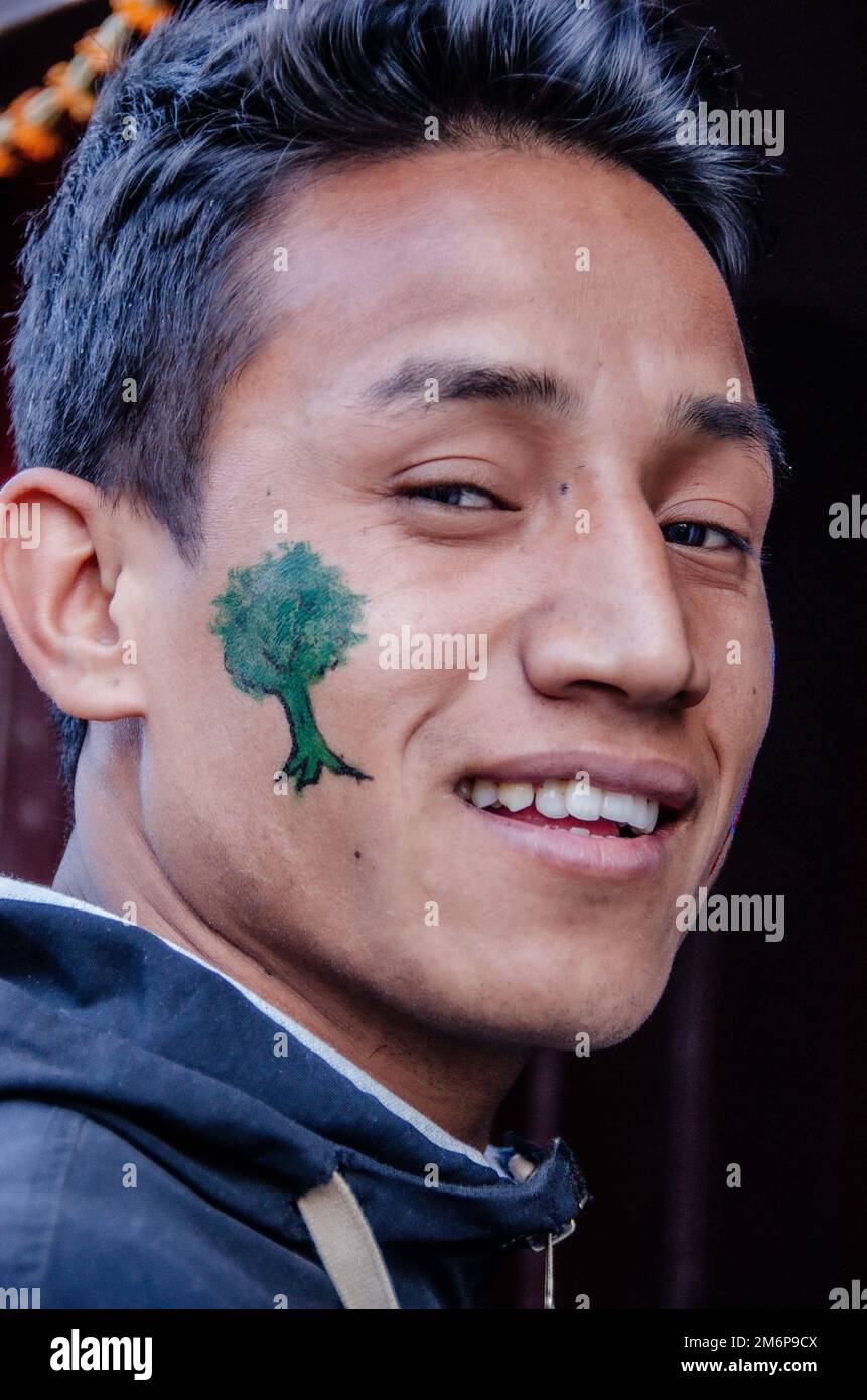 Faces of Nepal: Young Adult Man with Facial Paint Stock Photo - Alamy