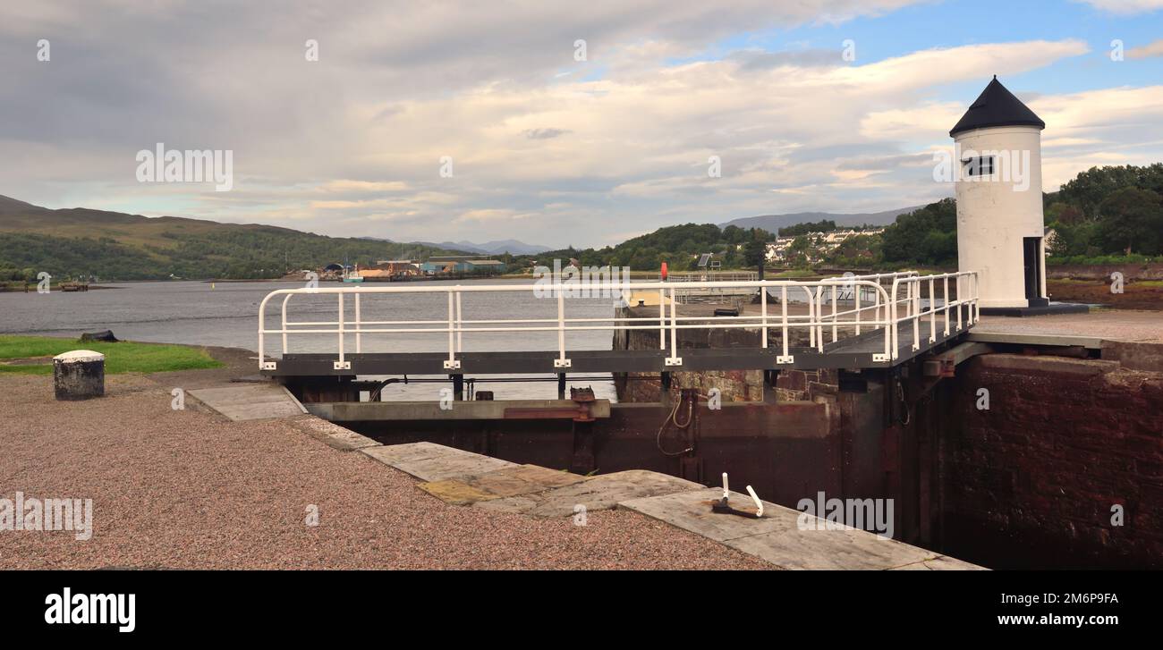 Lock-gate in Corpach basin at the western end of the Caledonian canal ...