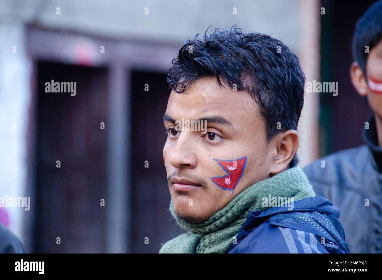 Faces of Nepal: Young Adult Man with Facial Paint Stock Photo - Alamy